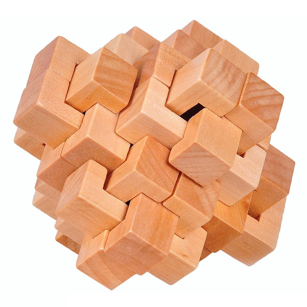 Wood Cube Puzzle Brain Teaser Toy Games For Adults Kids J9T7