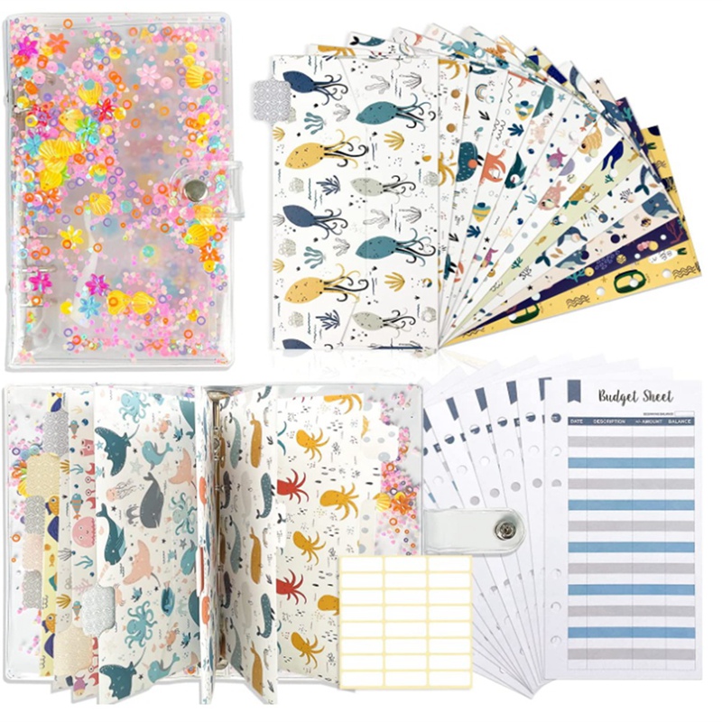 2 x (A6 Binder Budget organizzatore di denaro con 12 buste in contanti, busta in contanti 8)